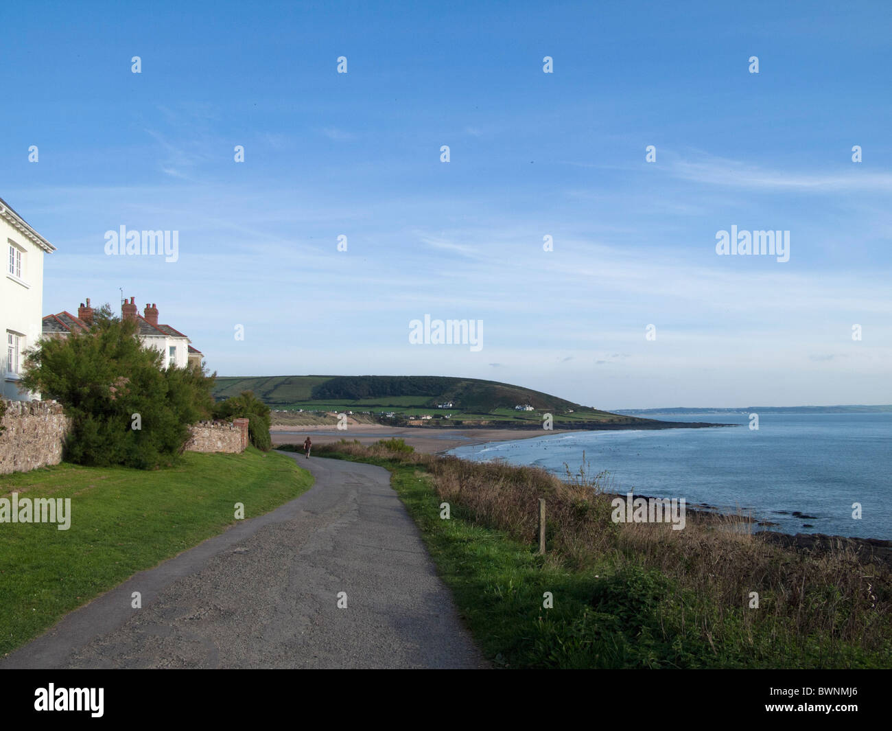 croyde bay on the north devon coast - the view from the footpath to ...