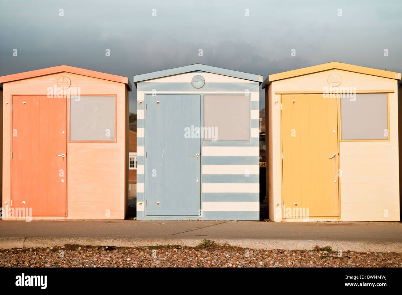 Three beach huts Stock Photo - Alamy