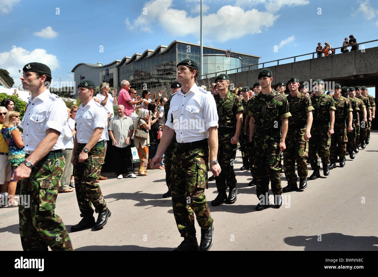 The Rifles Regiment marching through bournemouth gdns.after been given ...