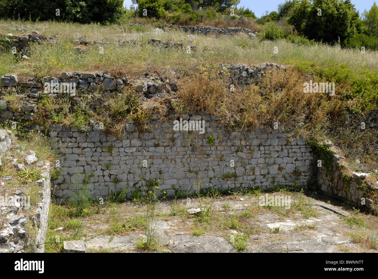 A fine view to the ruins of the Roman Villa on the hill of the ...