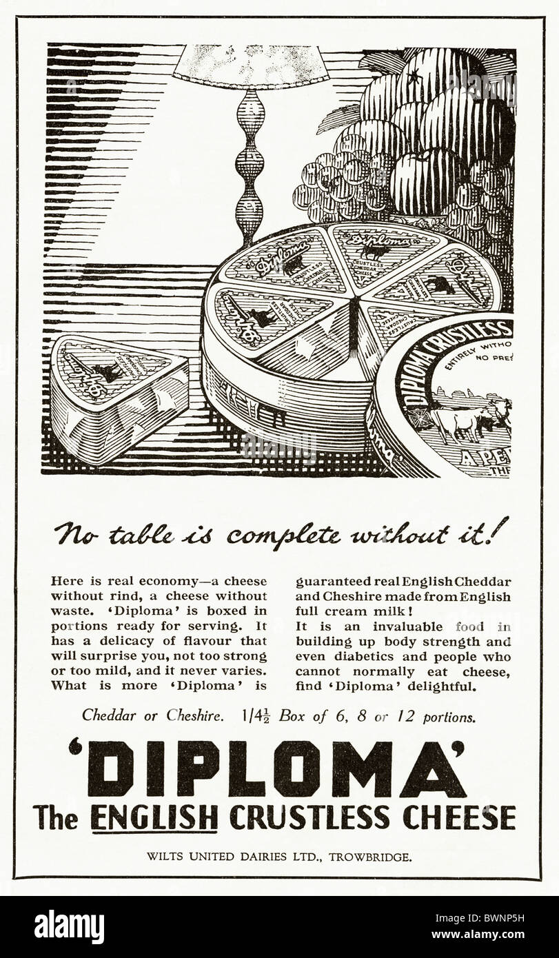 Black and white consumer magazine advertisement for Diploma English ...