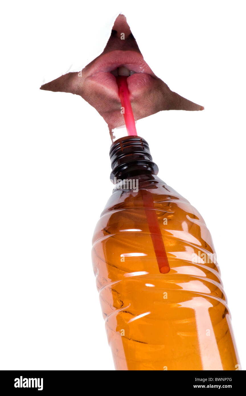 object on white - drink through a straw Stock Photo - Alamy