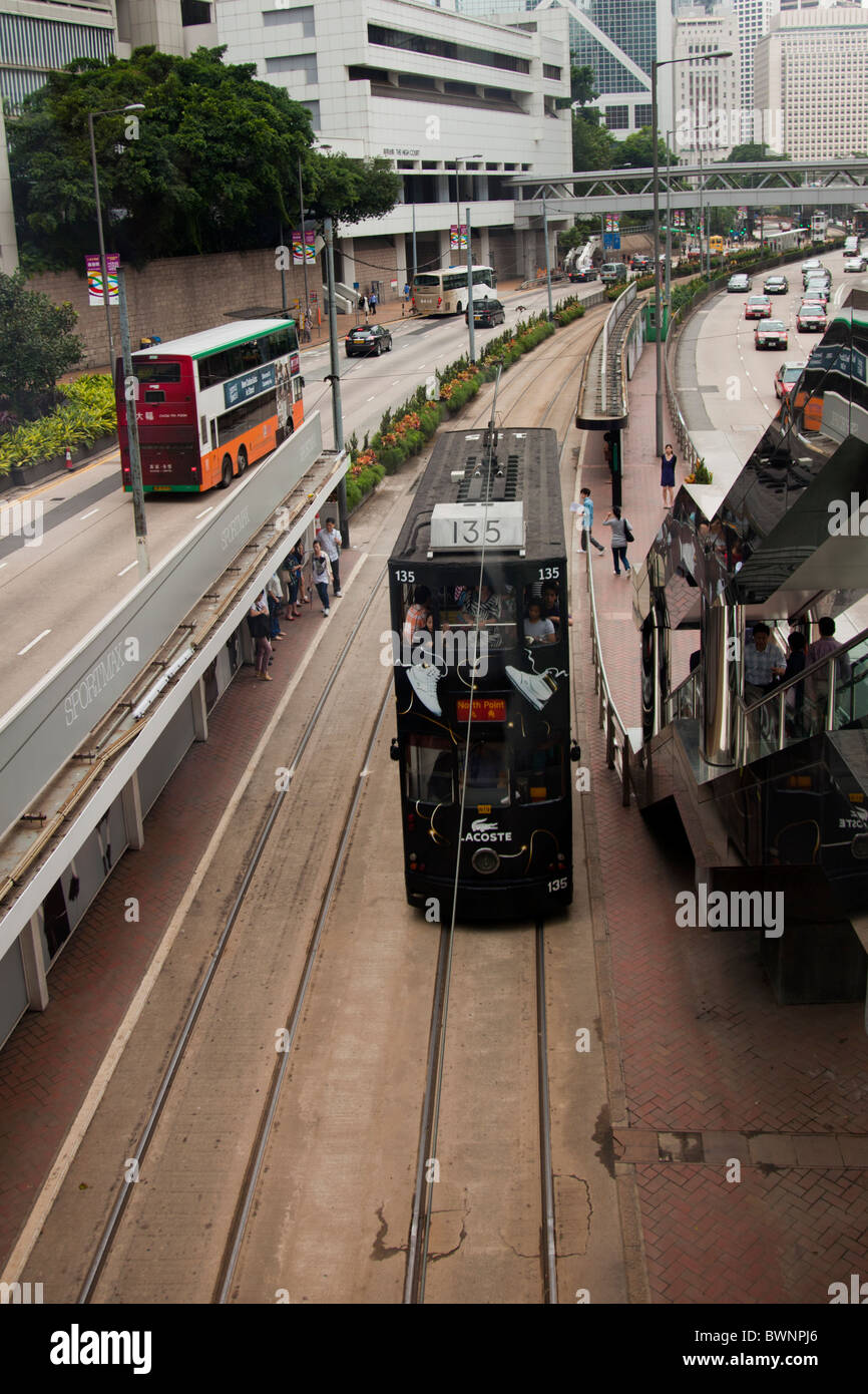 Looking at Hong Kong's tram transport system, double decker tram in The ...