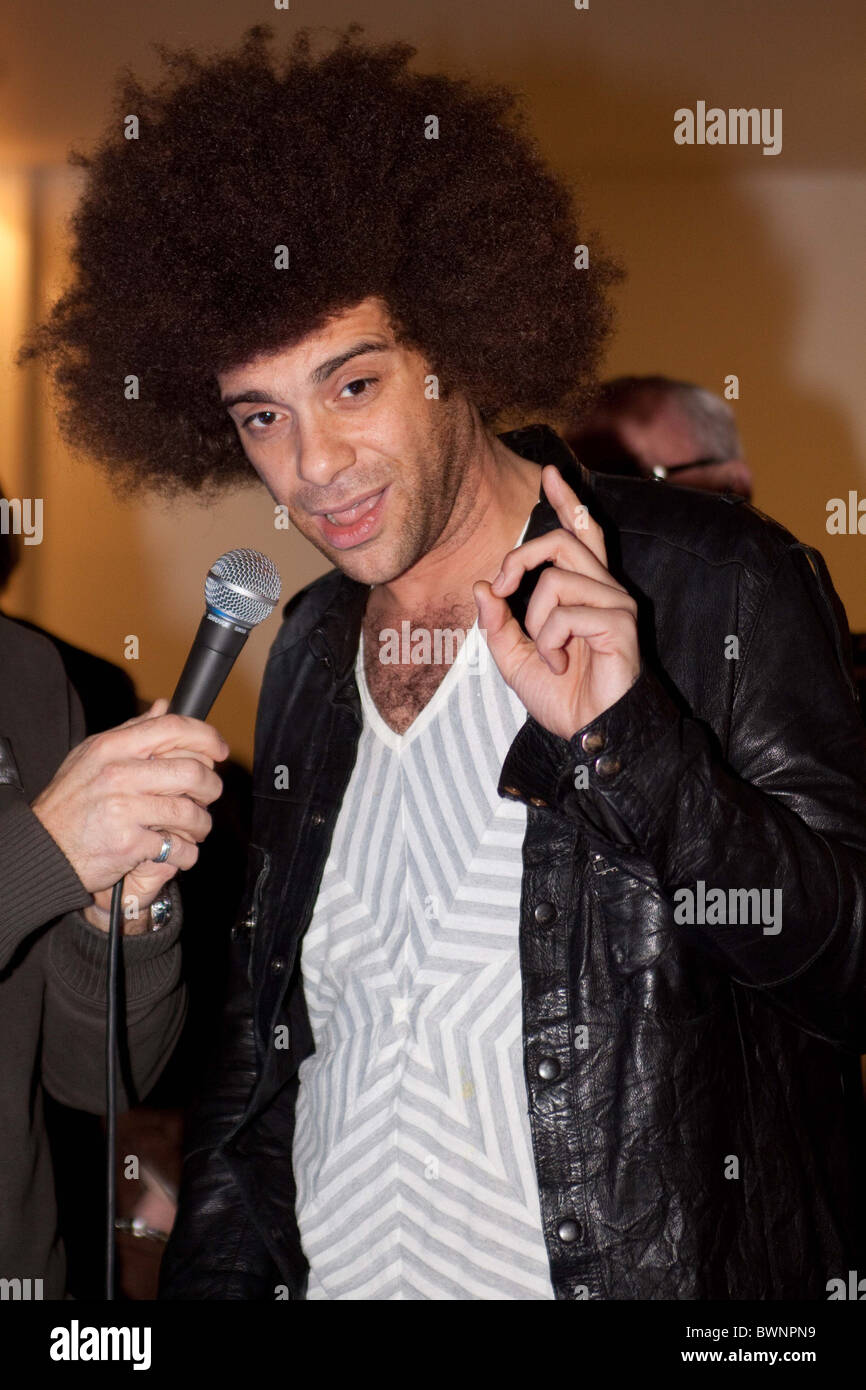 Jamie "Afro" Archer from XFactor 2009 performing and switching on the lights in Bracknell Stock ...