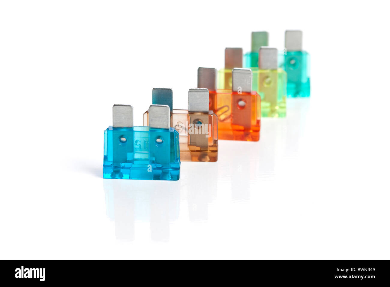 Electric fuses on white background Stock Photo - Alamy