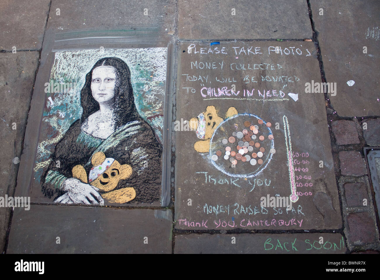 Pavement art collecting money for Children in Need 2010. Canterbury ...