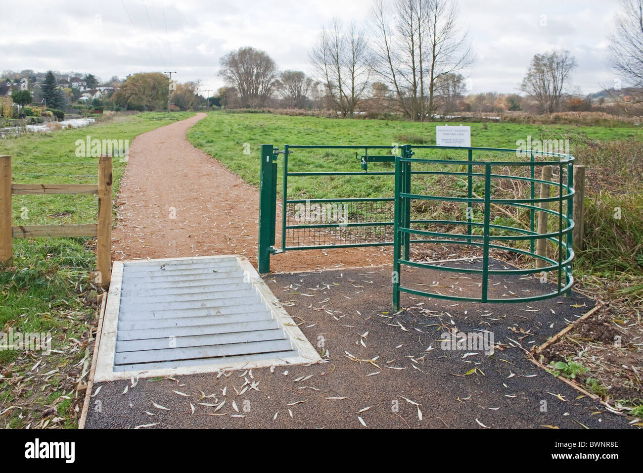 Cattle grid and gate on the new Canterbury to Chartham riverside cycle ...