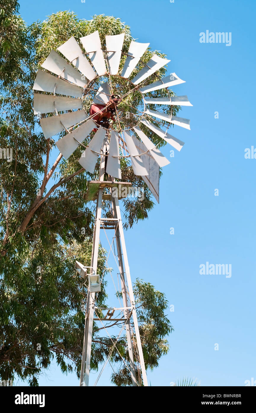 Wind electric generator to the steel structure against the blue sky ...