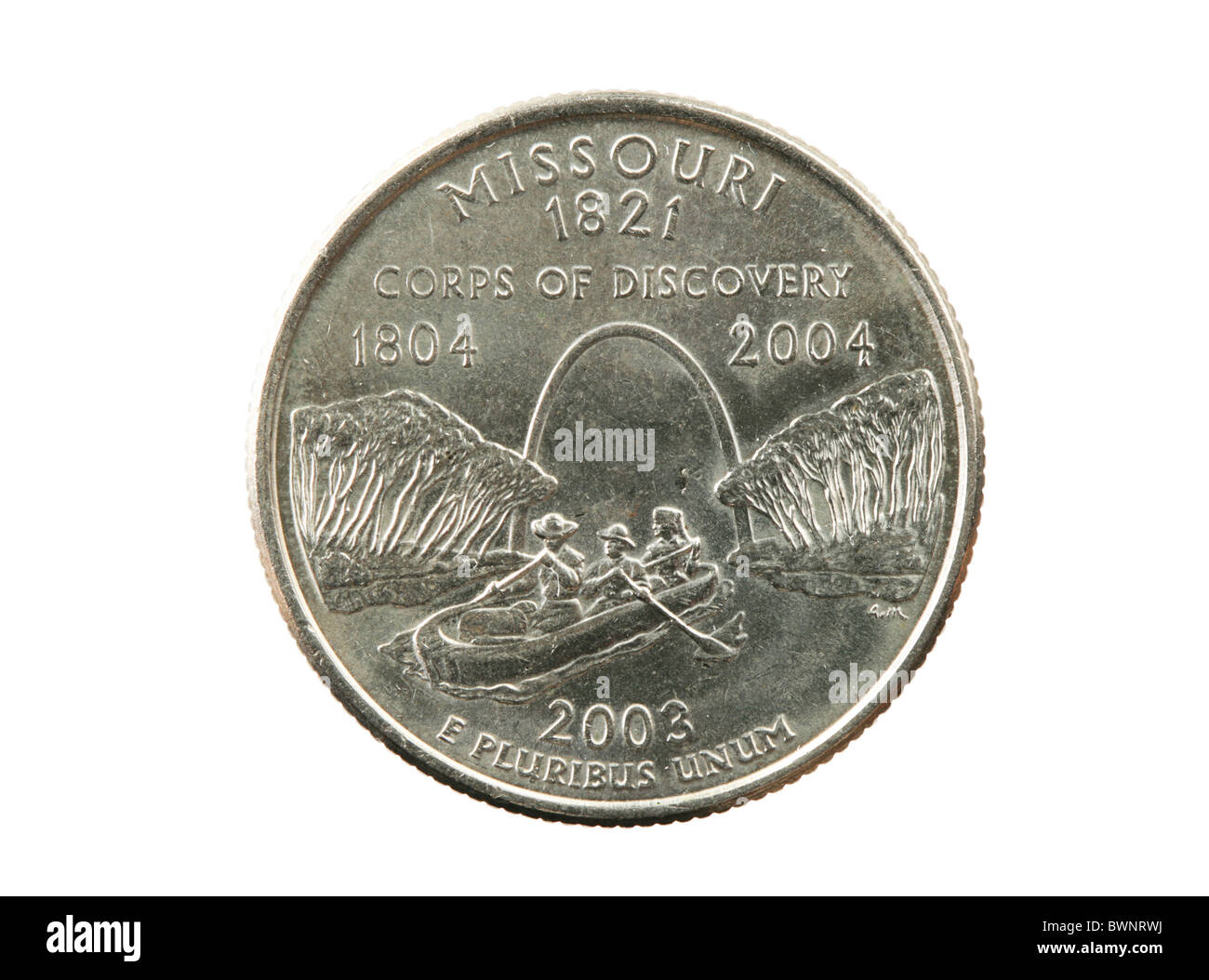 Missouri state quarter coin isolated on white background Stock Photo ...