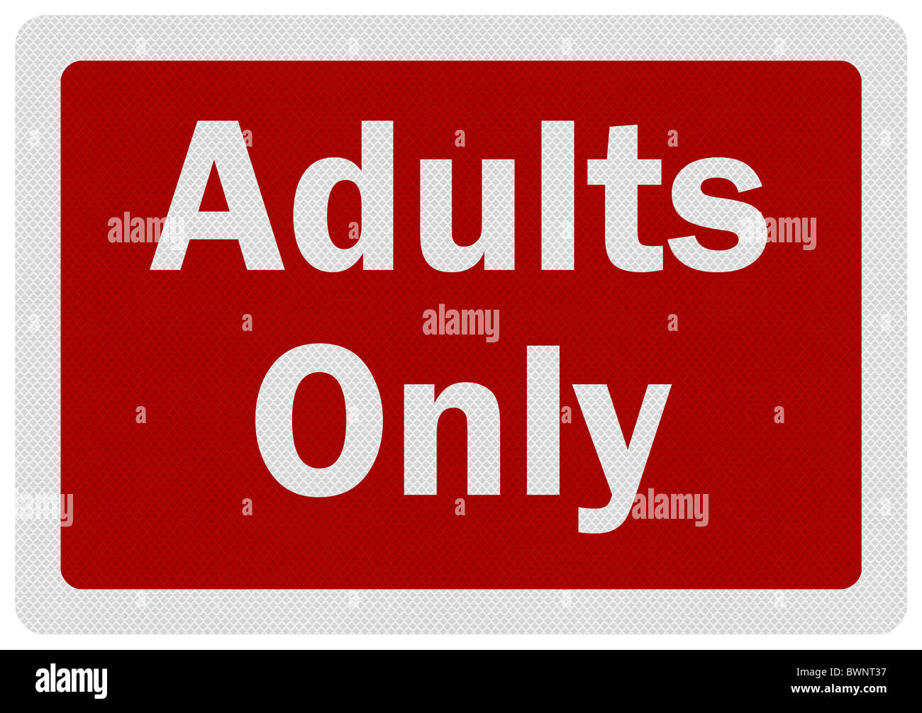 Photo realistic metallic, reflective ' Adults Only' sign, isolated on ...