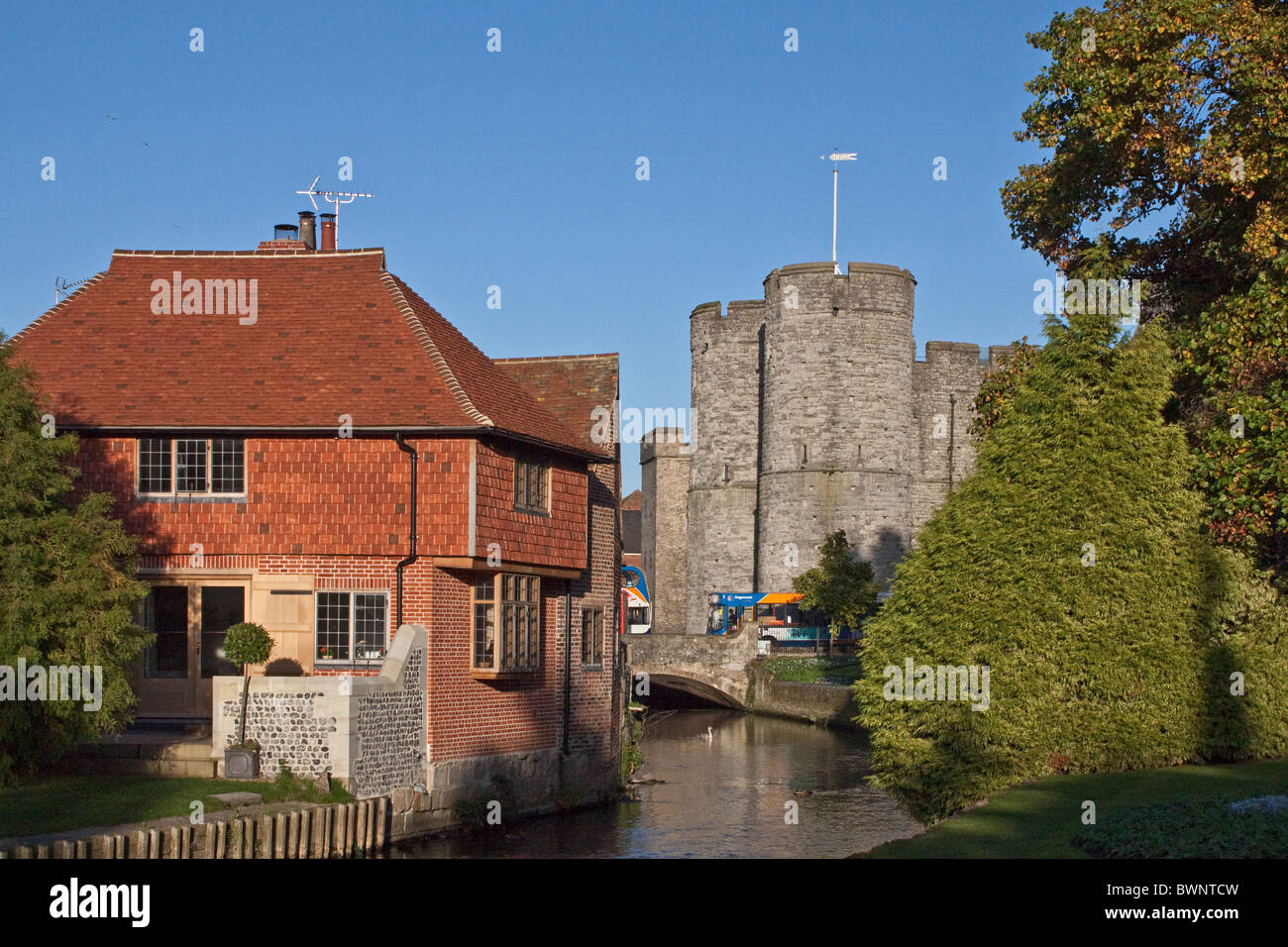 The River Stour flowing through the Westgate Gardens in Canterbury ...