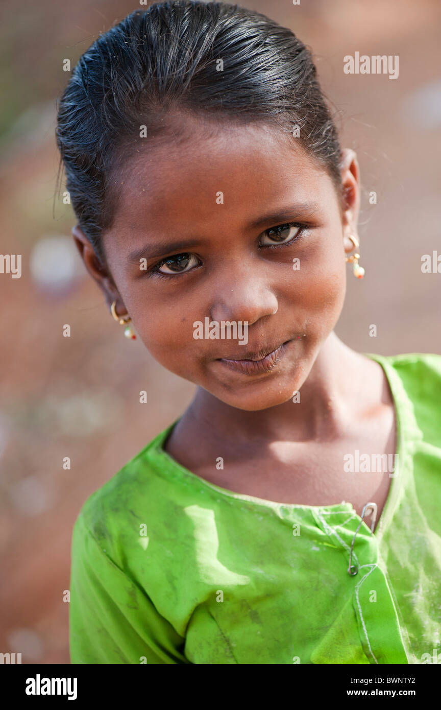 Smiling happy Indian village girl. Andhra Pradesh, India. Selective ...