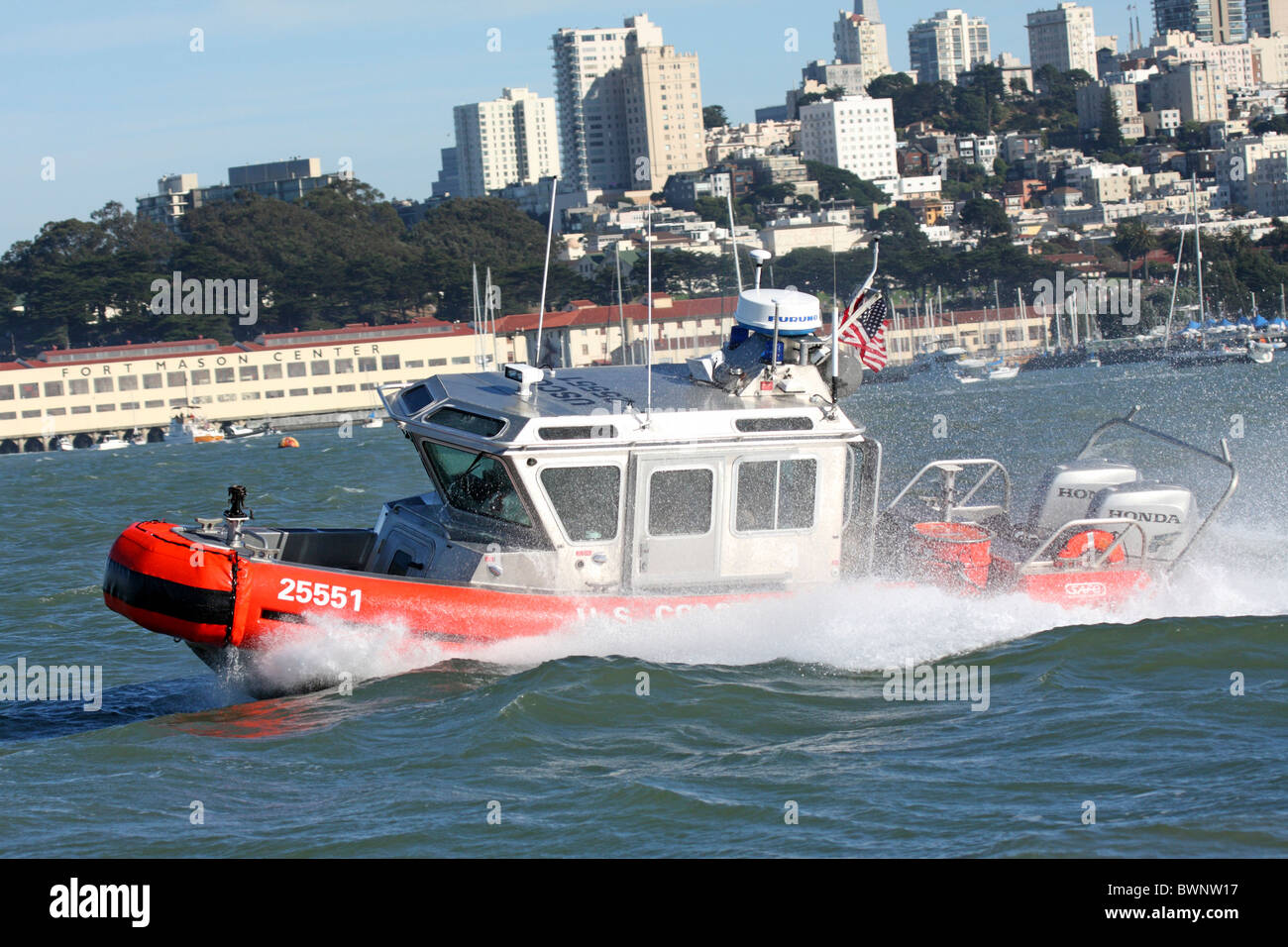 USCG Defender Class Response Boat (RB-S) on patrol along the San ...