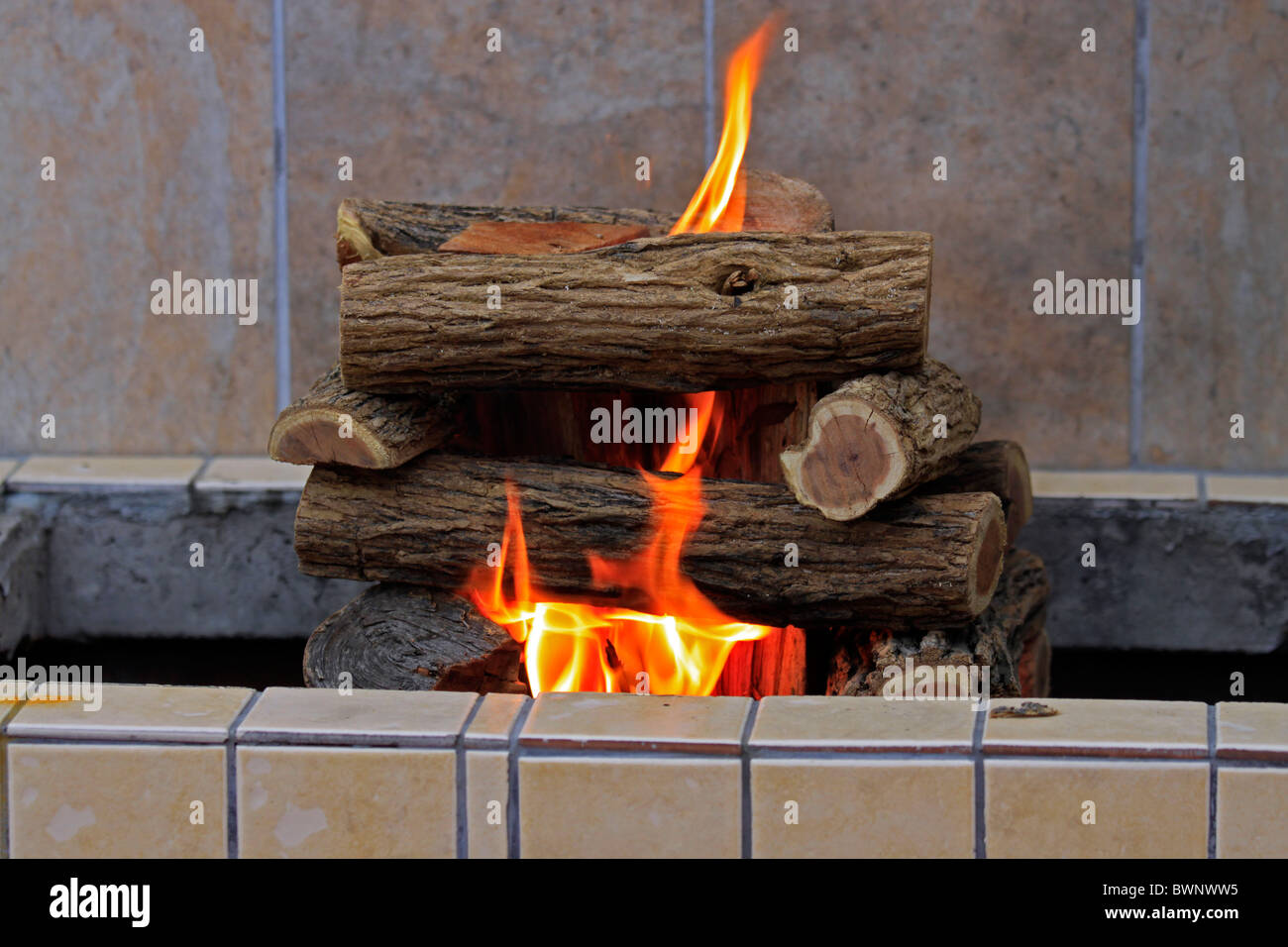 Wood stacked & fire lit in anticipation of having a "braai" ( barbecue ...