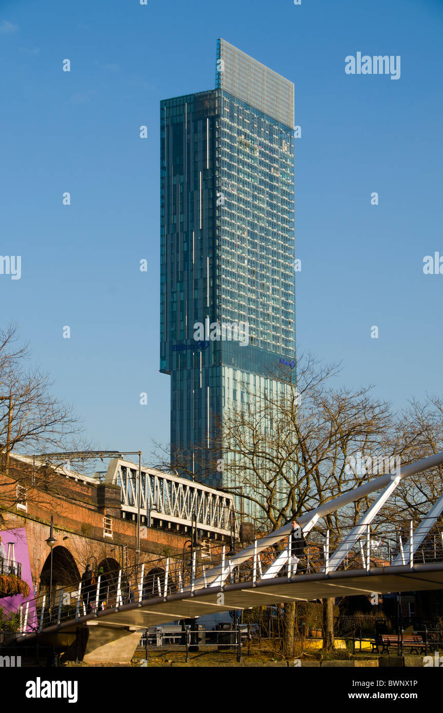 The Beetham Tower, also called the Hilton Tower. From Castlefield basin ...
