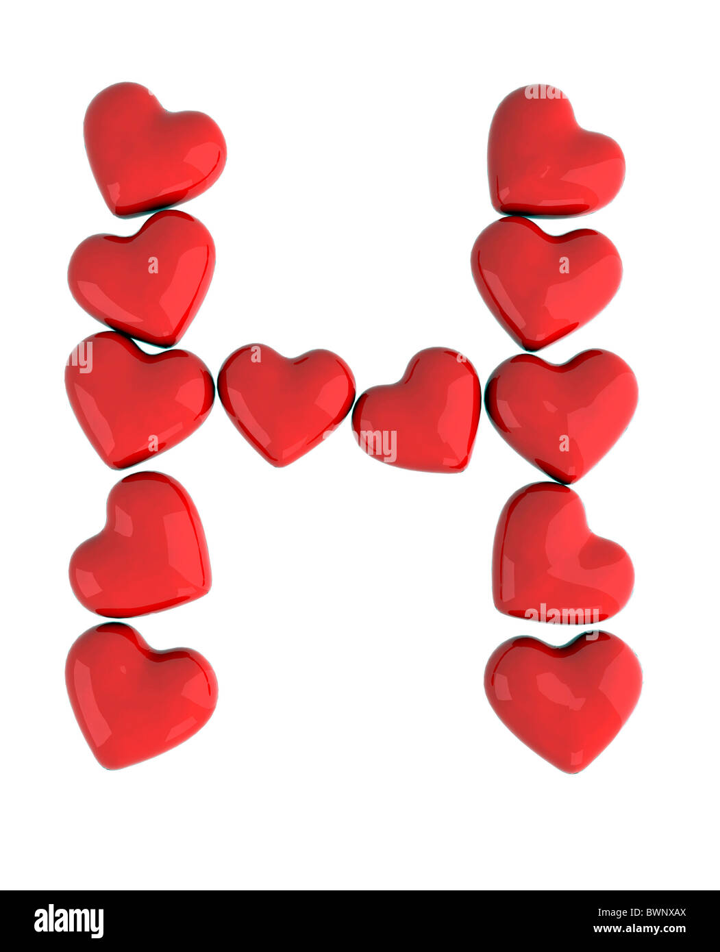letter h with red hearts Stock Photo - Alamy