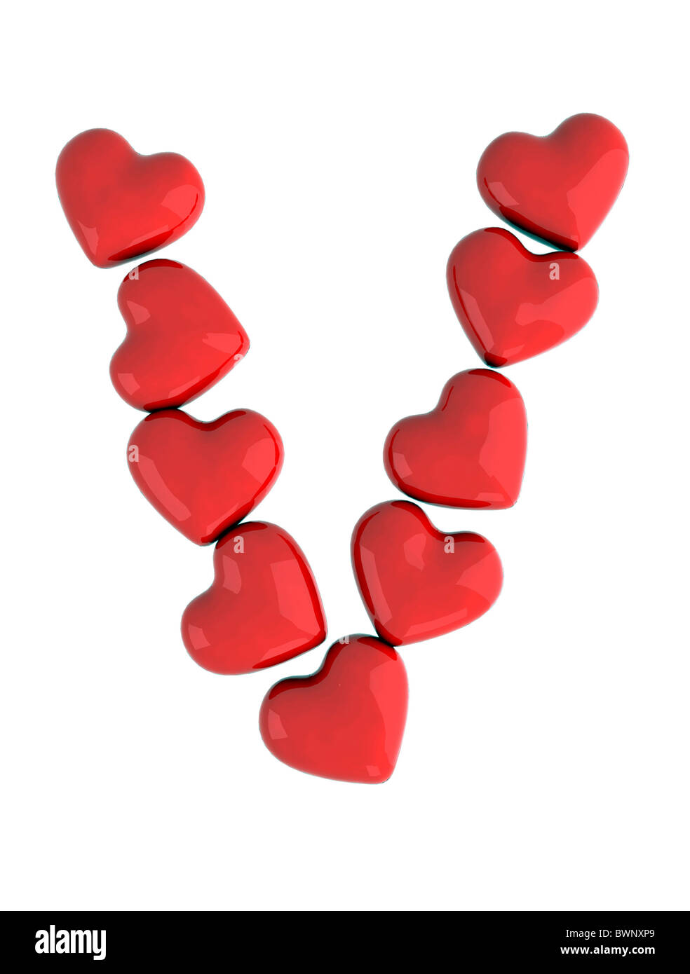 letter v with red hearts Stock Photo - Alamy