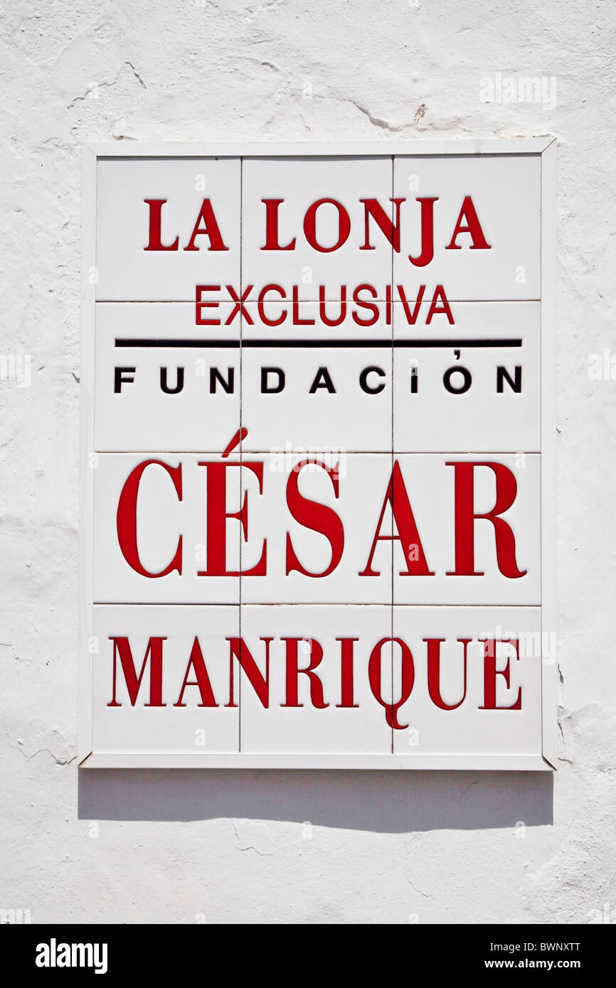 Cesar Manrique shop sign Teguise, Lanzarote Stock Photo - Alamy