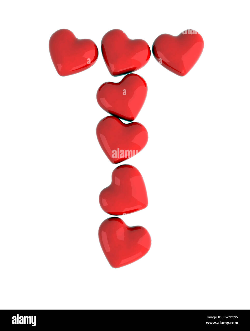 letter t with red hearts Stock Photo - Alamy
