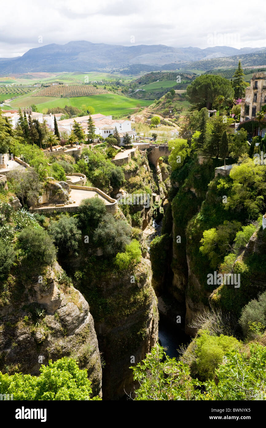 Famous El Tajo gorge – deep gorge at the Spanish city of Ronda ...