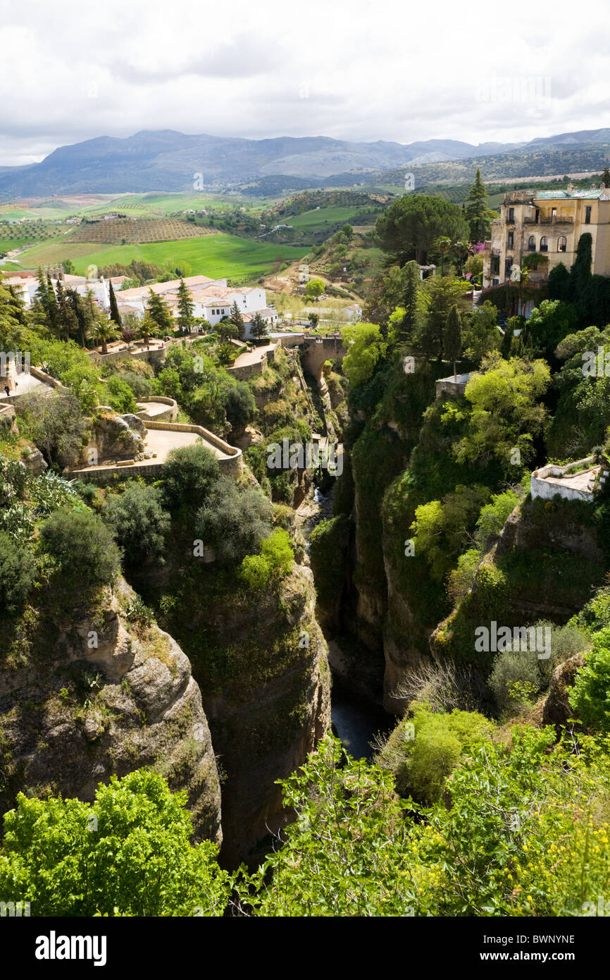 Famous El Tajo gorge – deep gorge at the Spanish city of Ronda ...