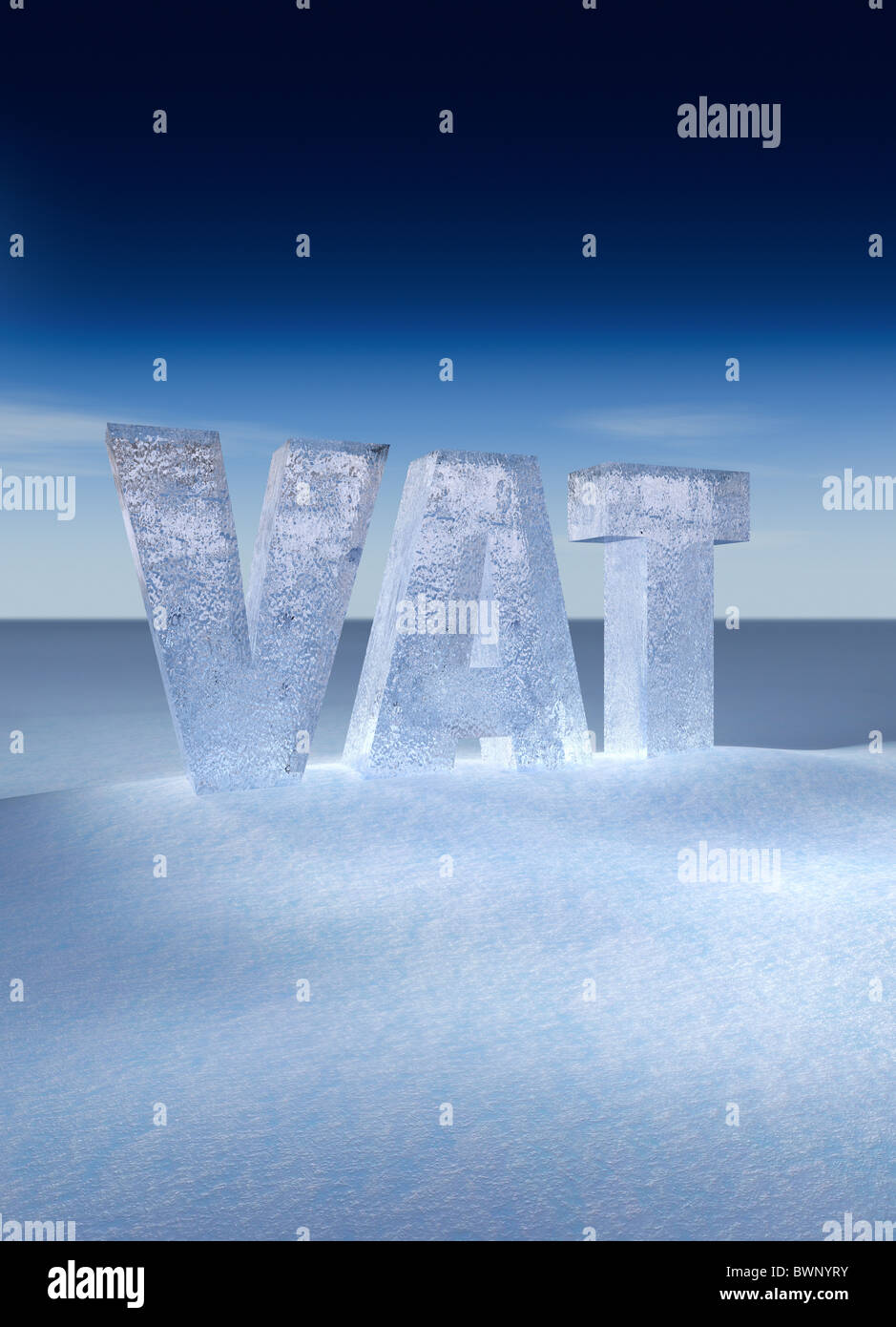 VAT symbol made out of block of ice in winter landscape Stock Photo - Alamy