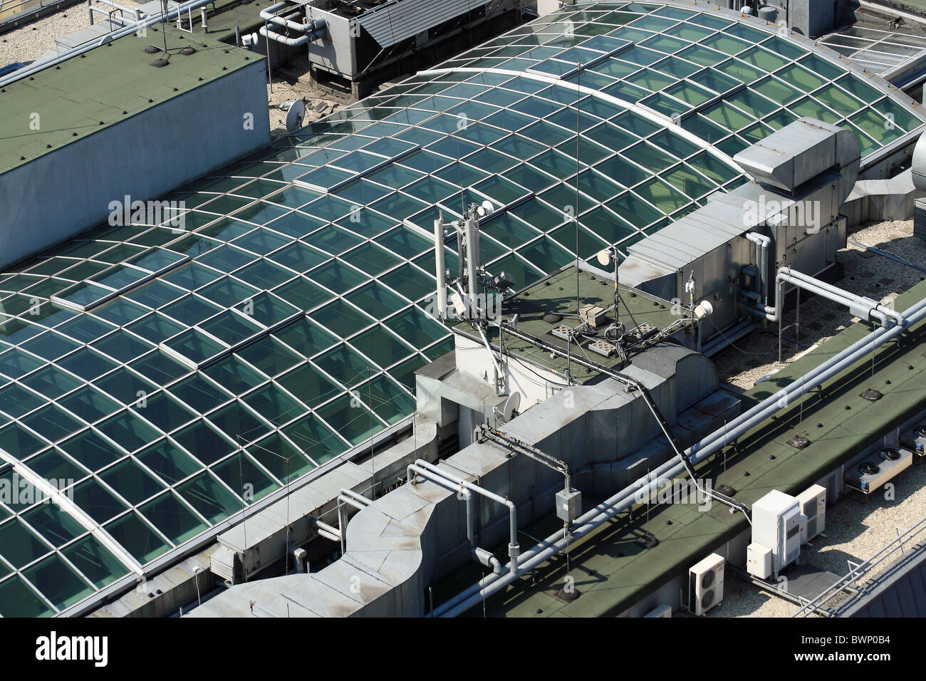 Modern glass roof with air conditioning and ventilation system Stock ...