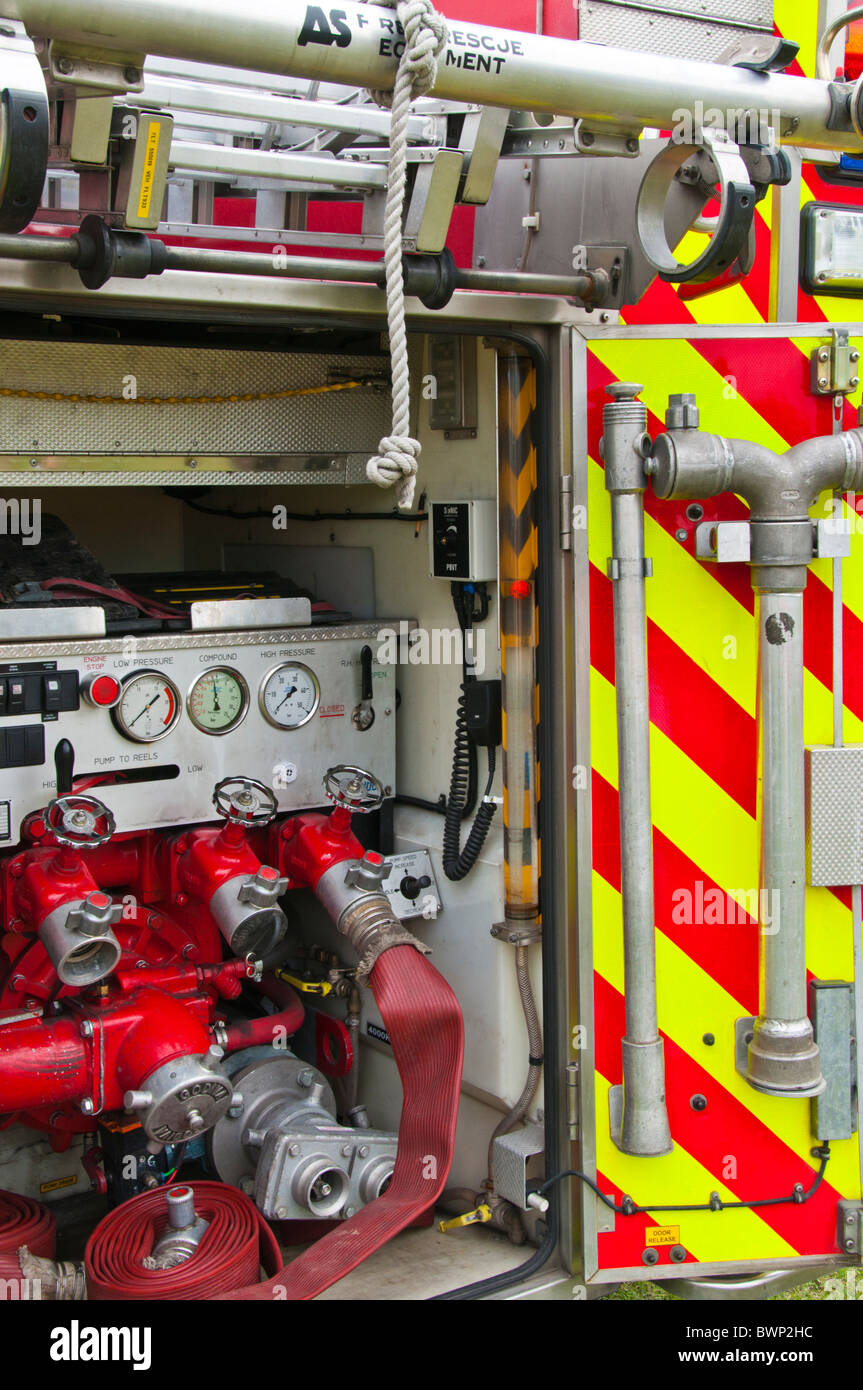 Closeup details of fire engine Stock Photo - Alamy