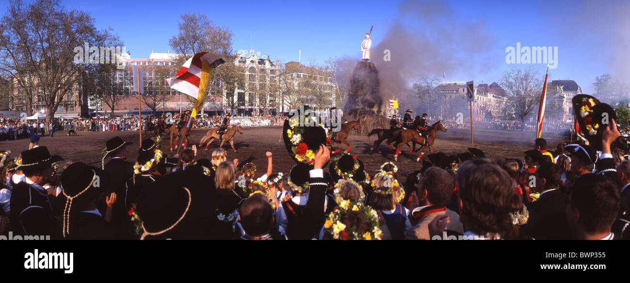 Switzerland Europe City of Zurich Sechselauten Folk festival Boogg ...