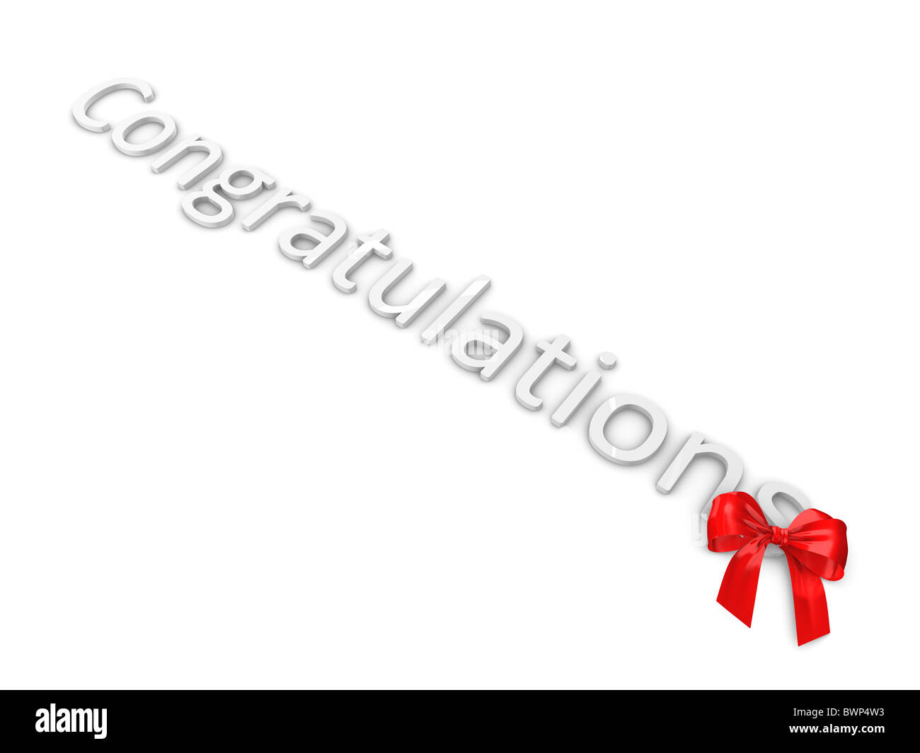 Greeting; congratulation with red ribbon on white background Stock ...