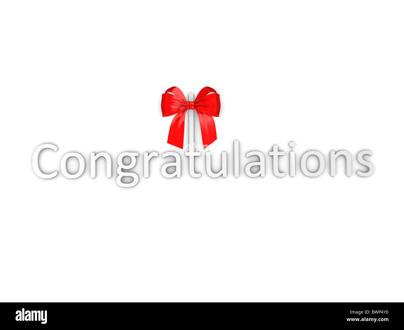 Greeting; congratulation with red ribbon on white background Stock ...