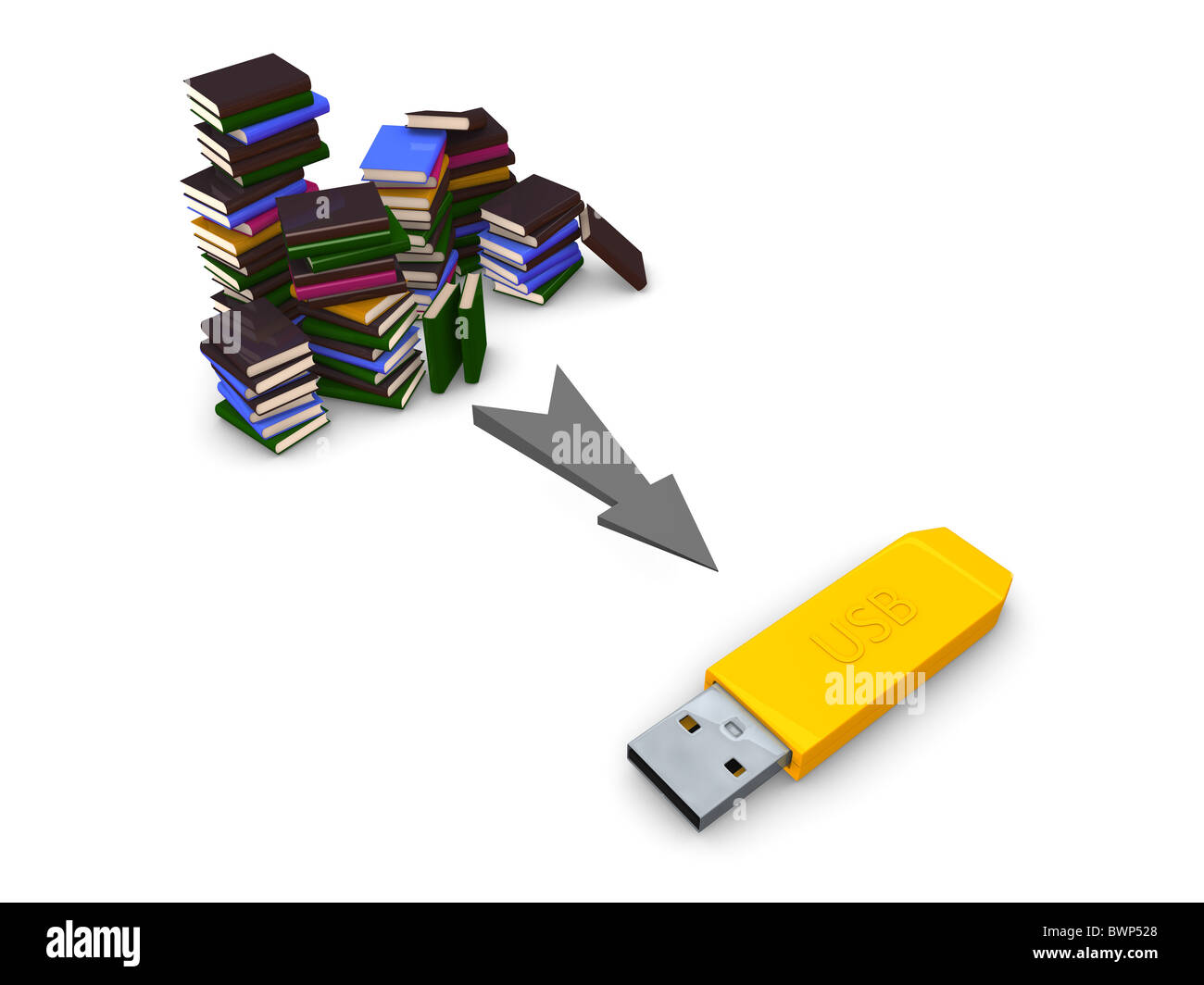 3D rendering concept Digital and conventional storage. Isolated on ...