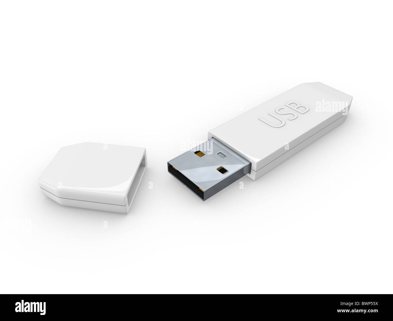 3D rendering concept Digital usb storage. Isolated on white background ...