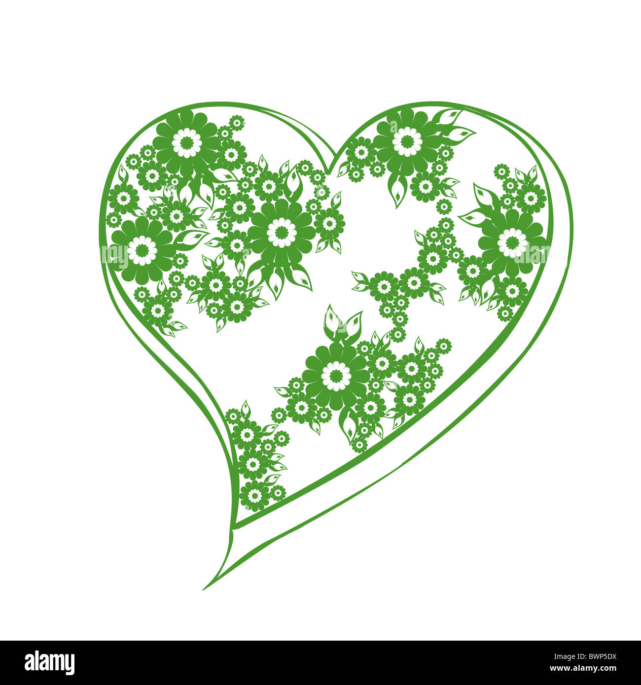 Green heart from various size flower shapes Stock Photo - Alamy