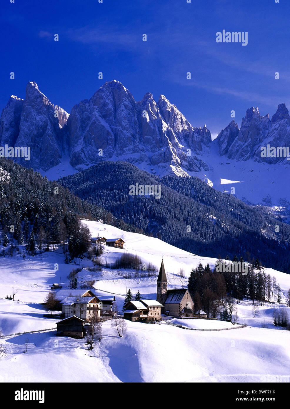 Italy Europe Villnoss Dolomites Val di Funes January 2006 Sankt ...