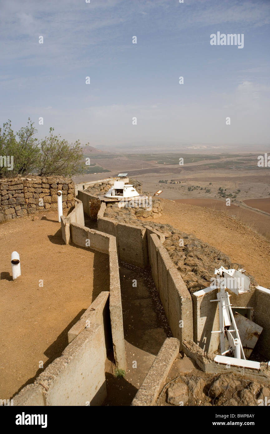 Israeli army bunker and redoubt on the top of Mount Bental on the Golan ...