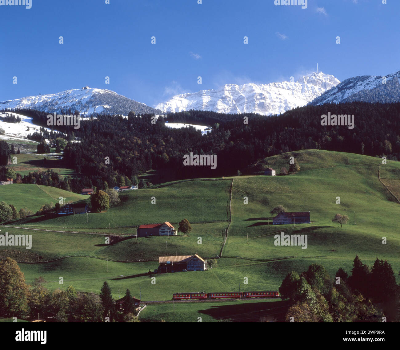 Switzerland Europe Appenzell Urnasch Mount Santis Landscape Train ...
