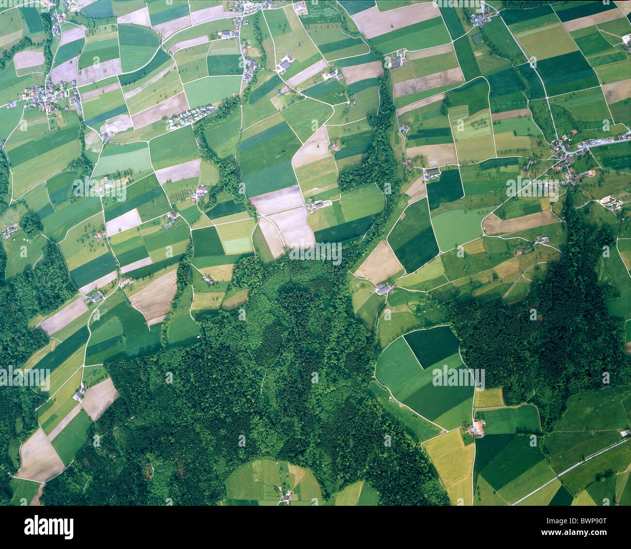 Switzerland Europe Canton Aargau Fields Forest Aerial view Meadows ...
