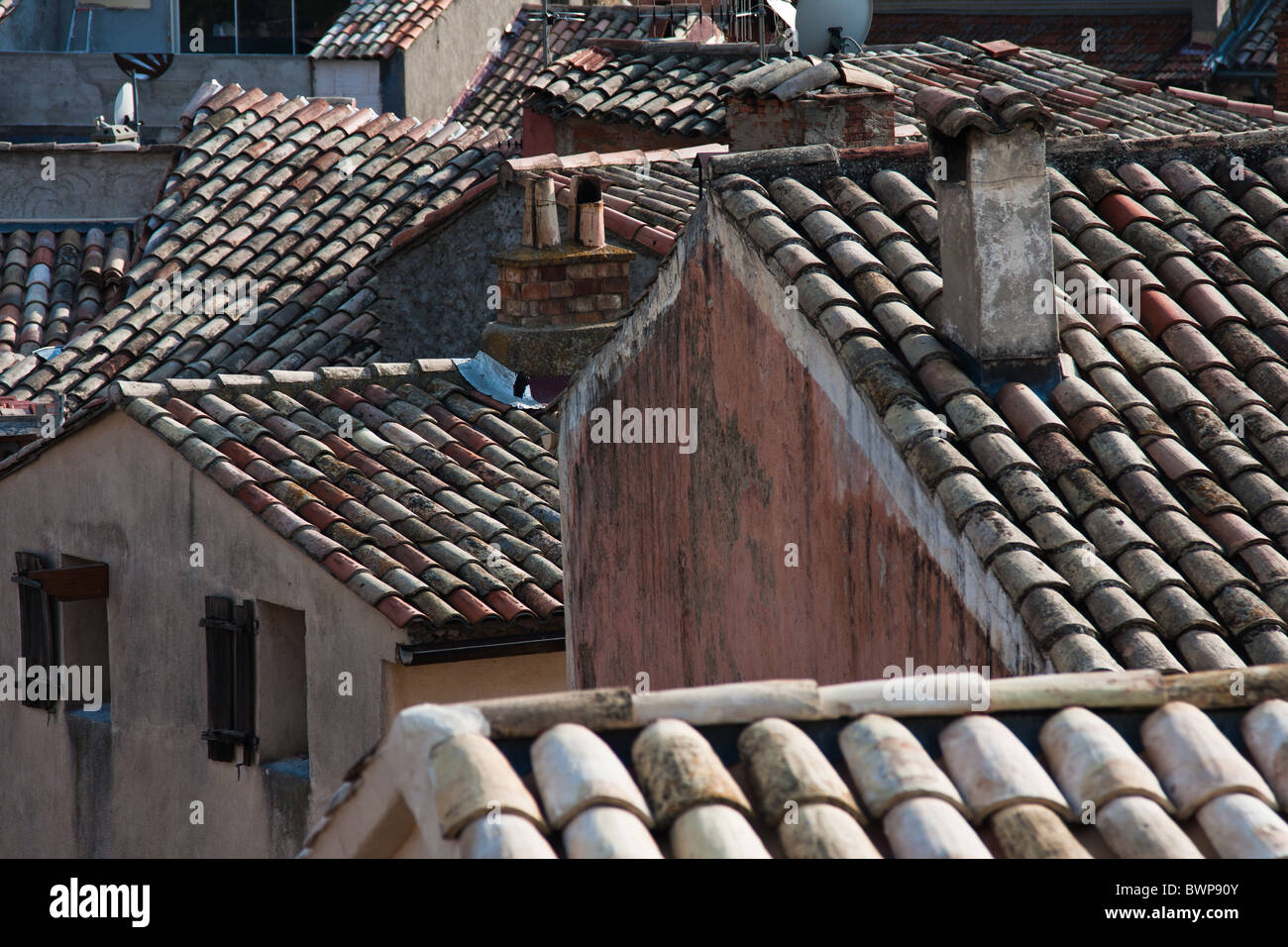 Tiled French roof tops Stock Photo - Alamy