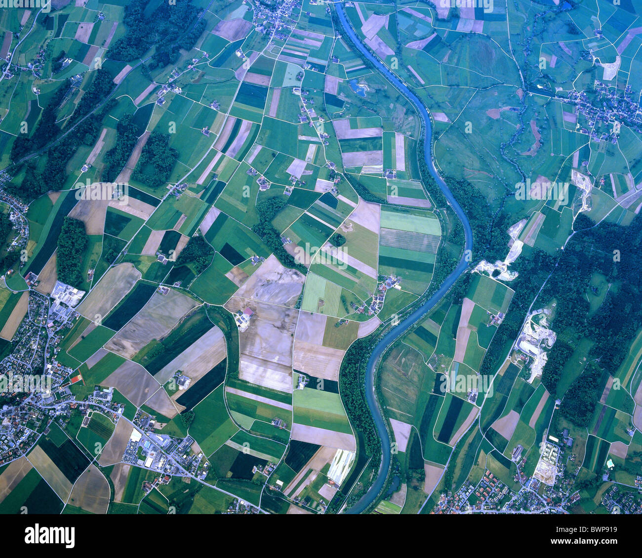 Switzerland Europe Canton Aargau Fields Forest Aerial view Meadows ...