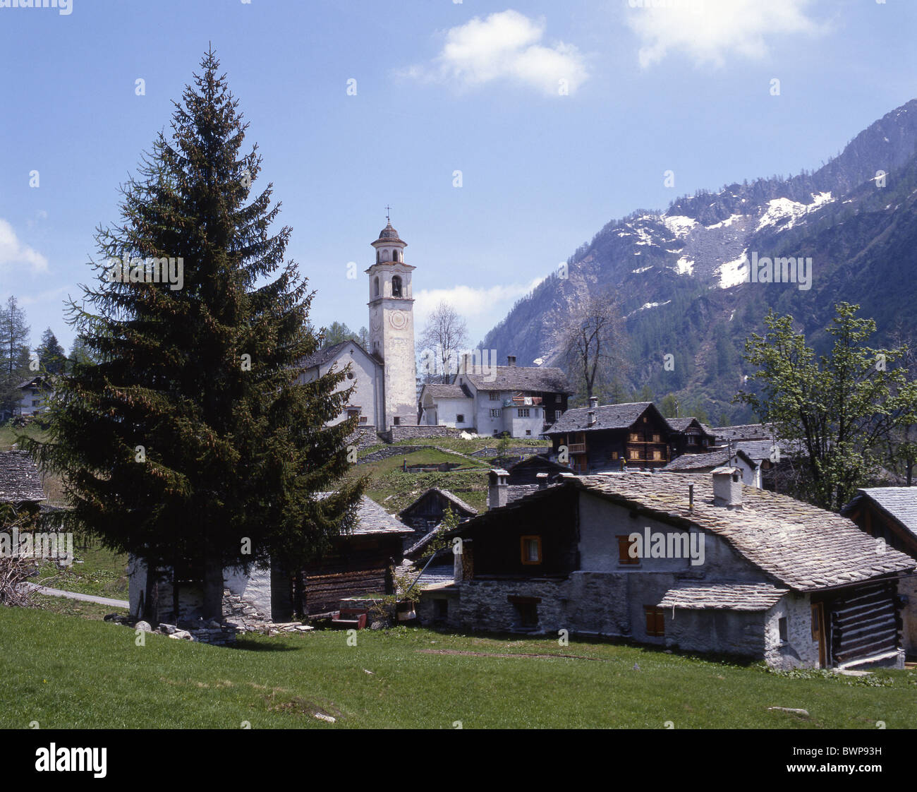 Switzerland Europe Bosco Gurin Canton Ticino Mountain village Walser ...