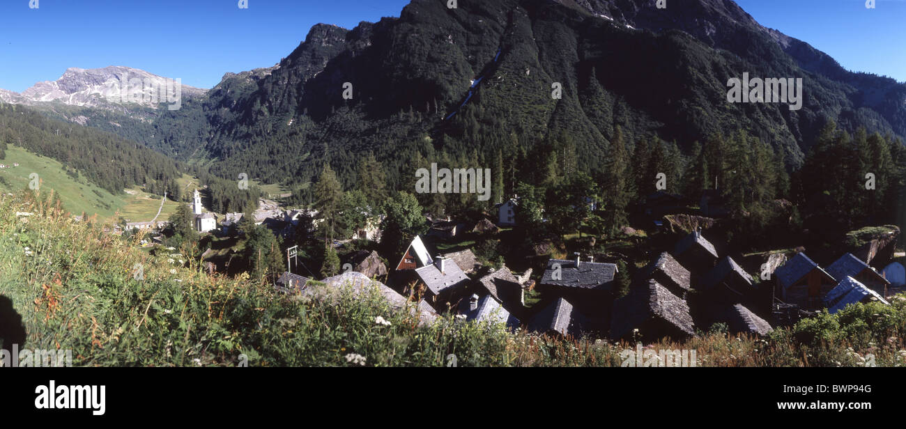 Switzerland Europe Bosco Gurin Canton Ticino Mountain village Walser ...