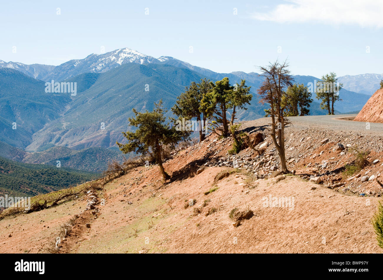 Road and view over the Atlas Mountains in Morocco Stock Photo - Alamy