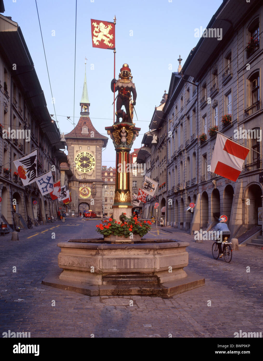 Switzerland Europe City of Berne Old town Zytglogge Tower Kramgasse ...