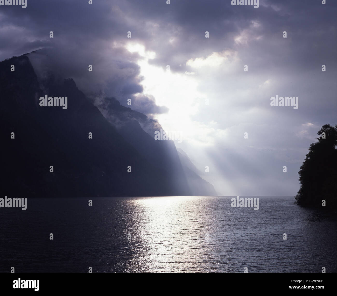 Switzerland Europe Walensee lake Churfirsten mountains Walensee ...