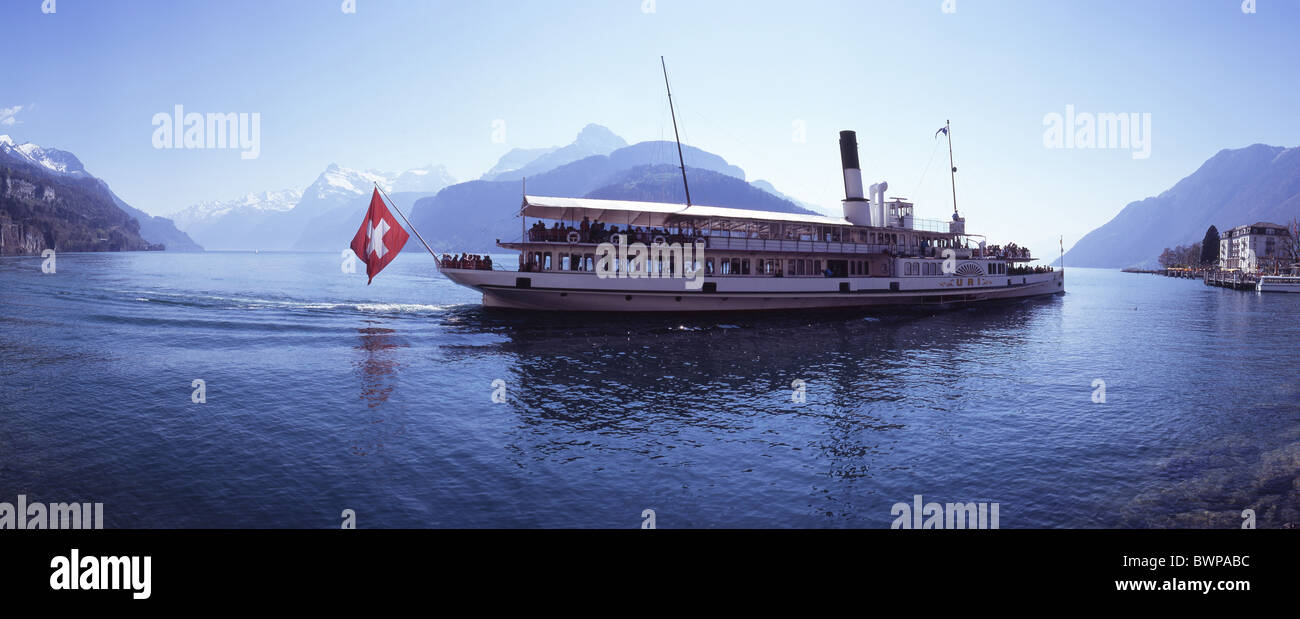 Switzerland Europe Lake Lucerne Canton Schwyz Brunnen village Steamboat ...