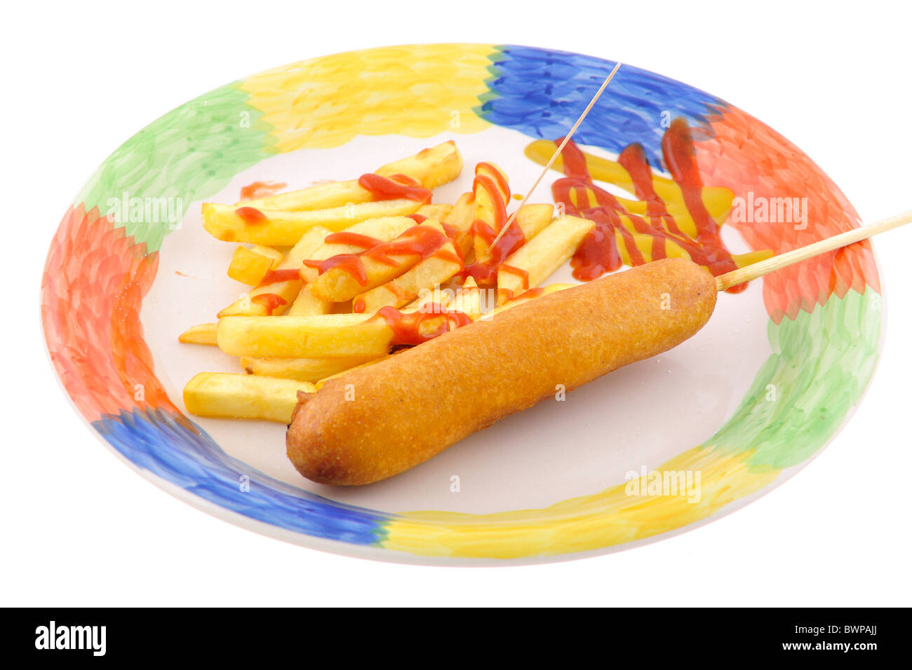Corn dog - a variant of popular fast food hot dog Stock Photo - Alamy