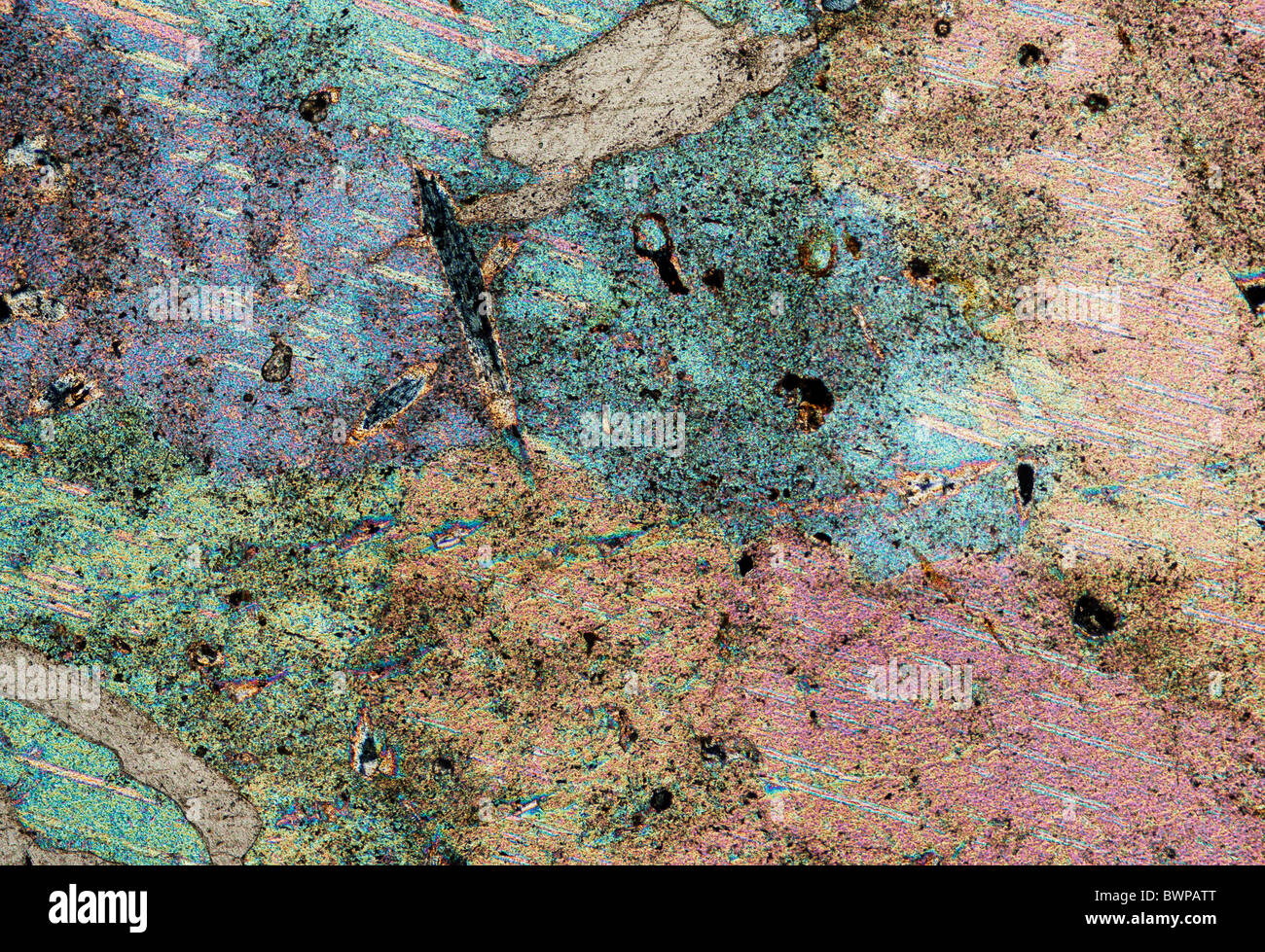 Carbonatite Lava, Cross Polarised Microscope Image Stock Photo - Alamy