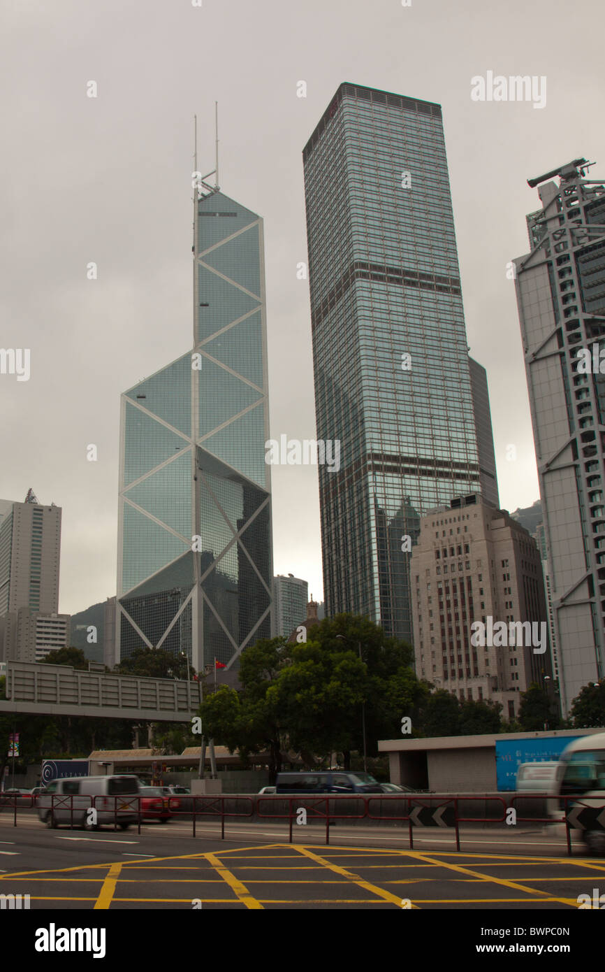 Hong Kong bank of China building from across the road in Central Stock ...
