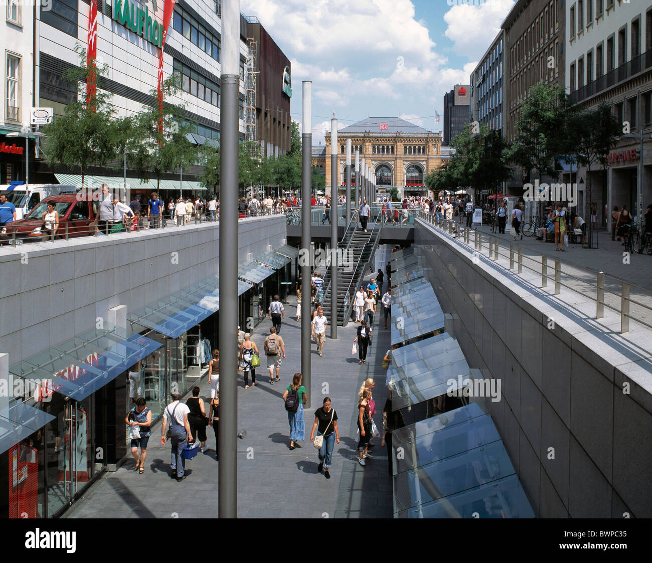 Germany Europe Hanover City Pedestrian zone Shopping Mall Bahnhof ...